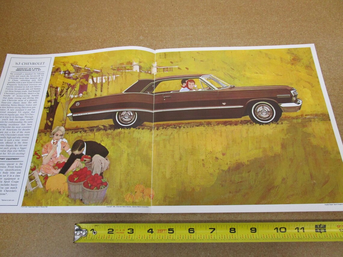 Vintage 1963 Chevrolet Impala Sales Brochure 16 Page Literature Car SS ...