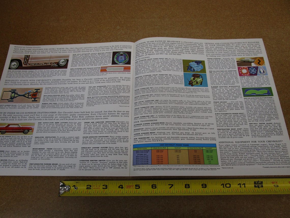Vintage 1963 Chevrolet Impala Sales Brochure 16 Page Literature Car SS ...
