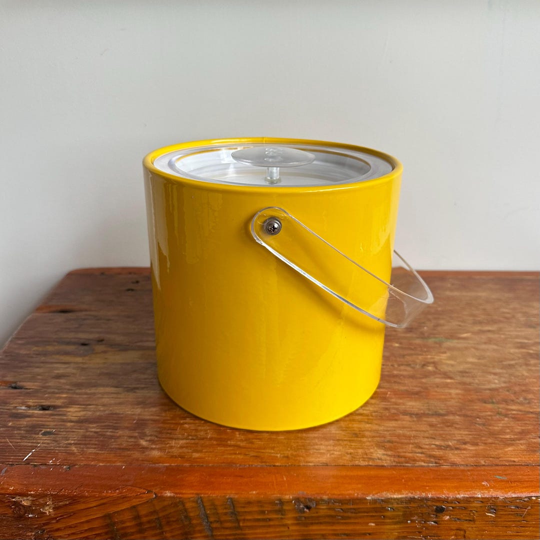 Vintage Yellow Georges Briard Ice Bucket With Clear Lucite Handle and ...