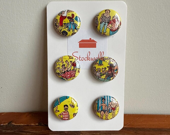 Handmade "where’s Waldo?" Magnets | Beach Scene | Upcycled From Vintage ...