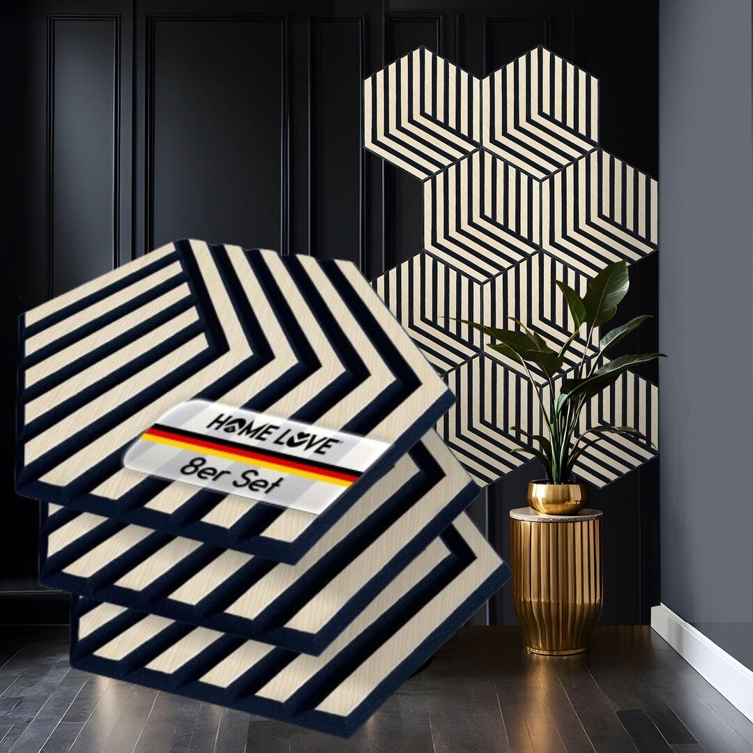 HOME LOVE® Wooden Wall Art Hexagon Acoustic Panels 3D Wall Decoration ...