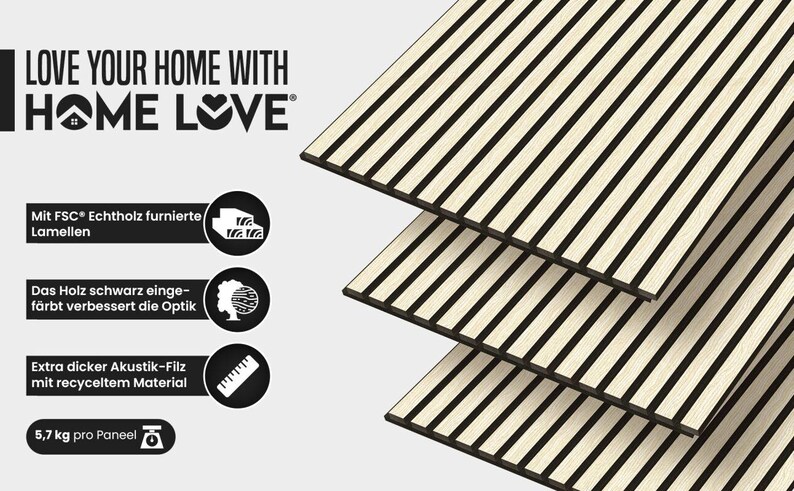 HOME LOVE® Acoustic Panel Set 118 X 60 Cm Made of Wood Wall Panels With ...