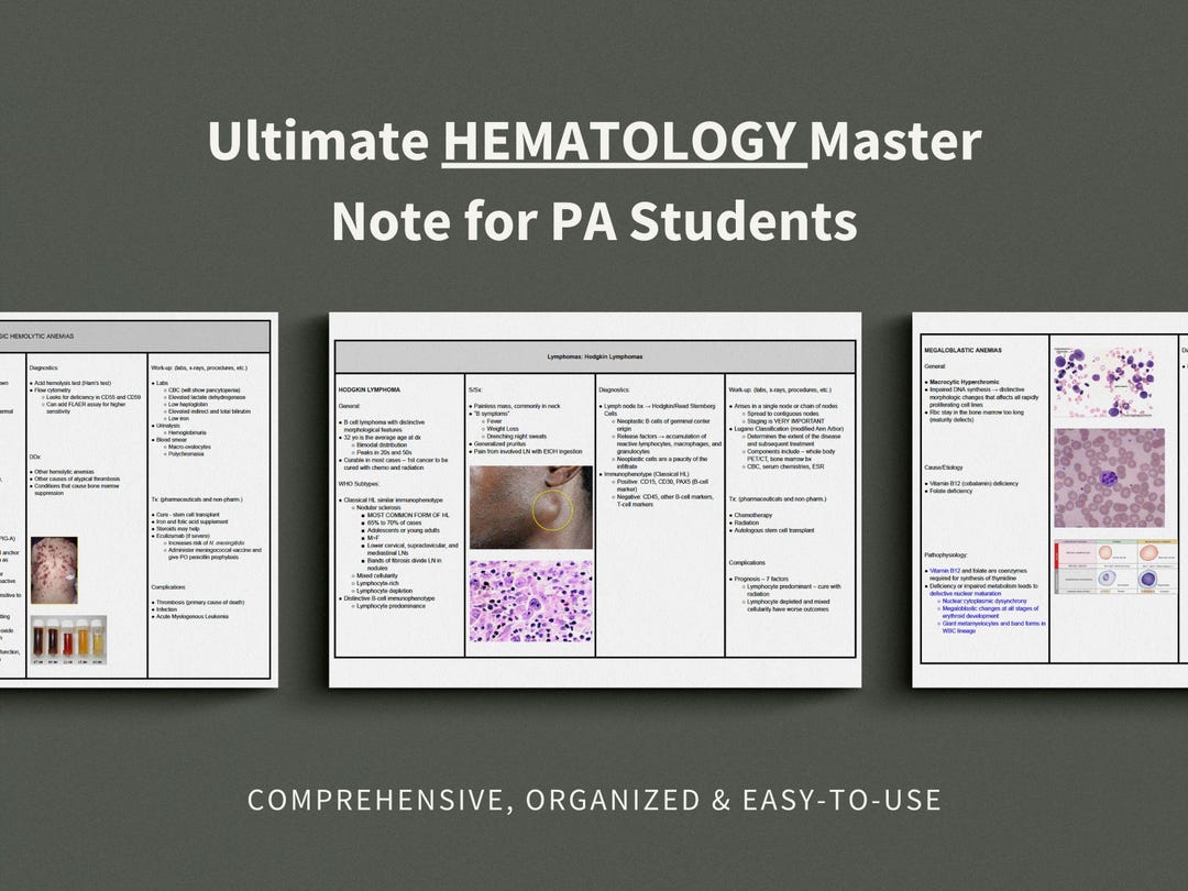 Hematology Master Note Study Guide, Physician Assistant, Nurse ...