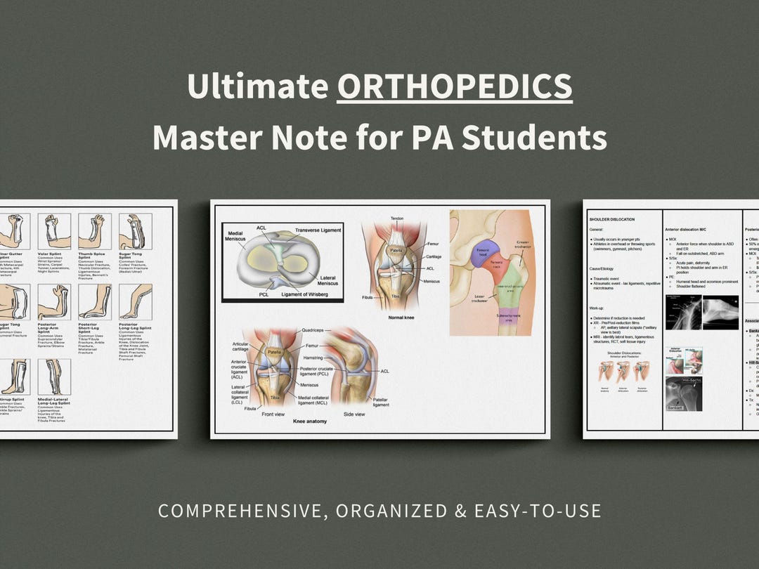 Orthopedics Master Note Study Guide, Physician Assistant, Nurse ...