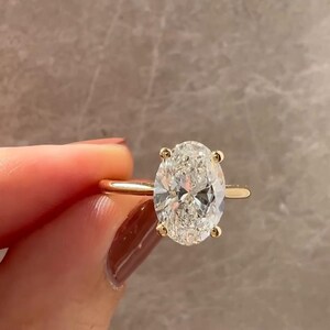 Vintage Tulip Setting Engagement Ring, 3ct Oval Cut Moissanite Engagement Ring 14k Yellow Gold ...