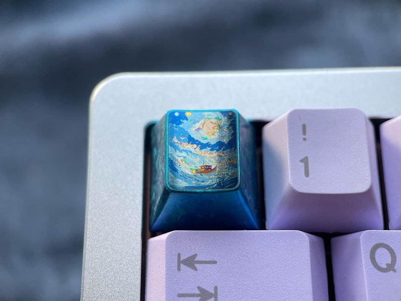 The Sea Titanium Artisan Custom Metal Color Cherry Keycaps - Etsy