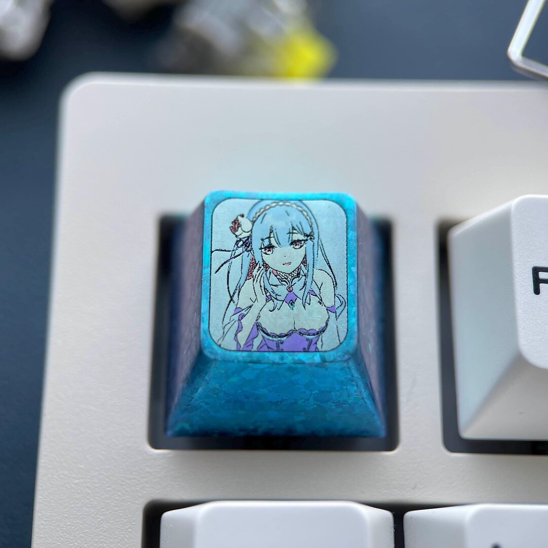 Emilia Titanium Artisan Custom Metal Anime Color Cherry Keycaps - Etsy