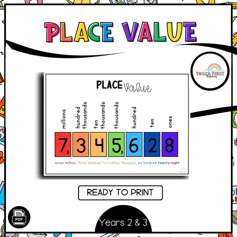 Place Value Chart Poster Digital Download Place Value Printable for ...