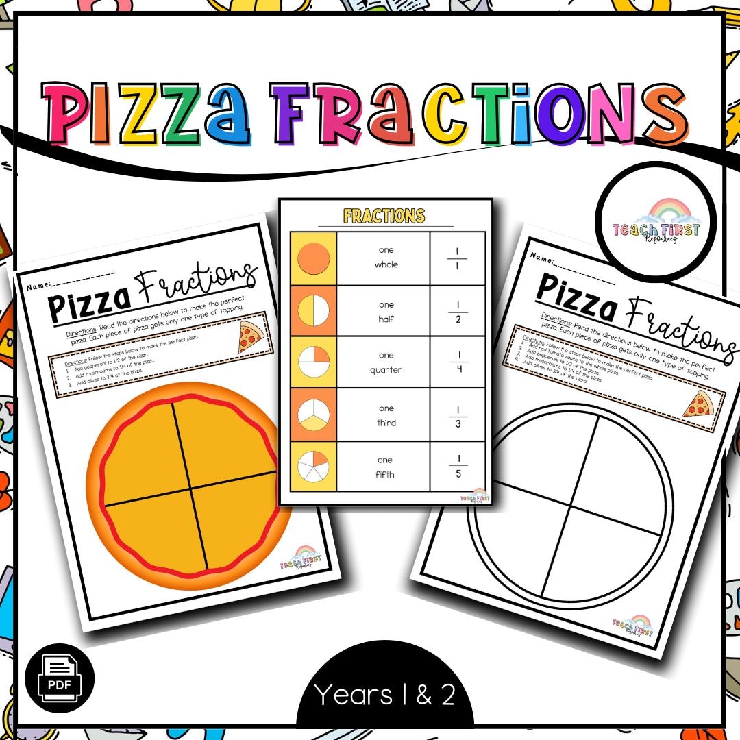 Fracciones / Pizza de fracciones / Recursos de matemáticas imprimibles ...
