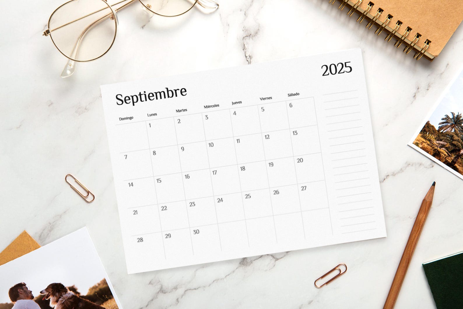 2025 Spanish Calendar, 2025 Monthly Calendar With Notes, Calendario ...