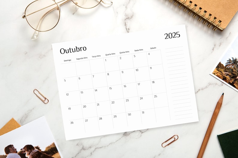 Calendar in Portuguese 2025, Portuguese Planner 2025, Monthly ...