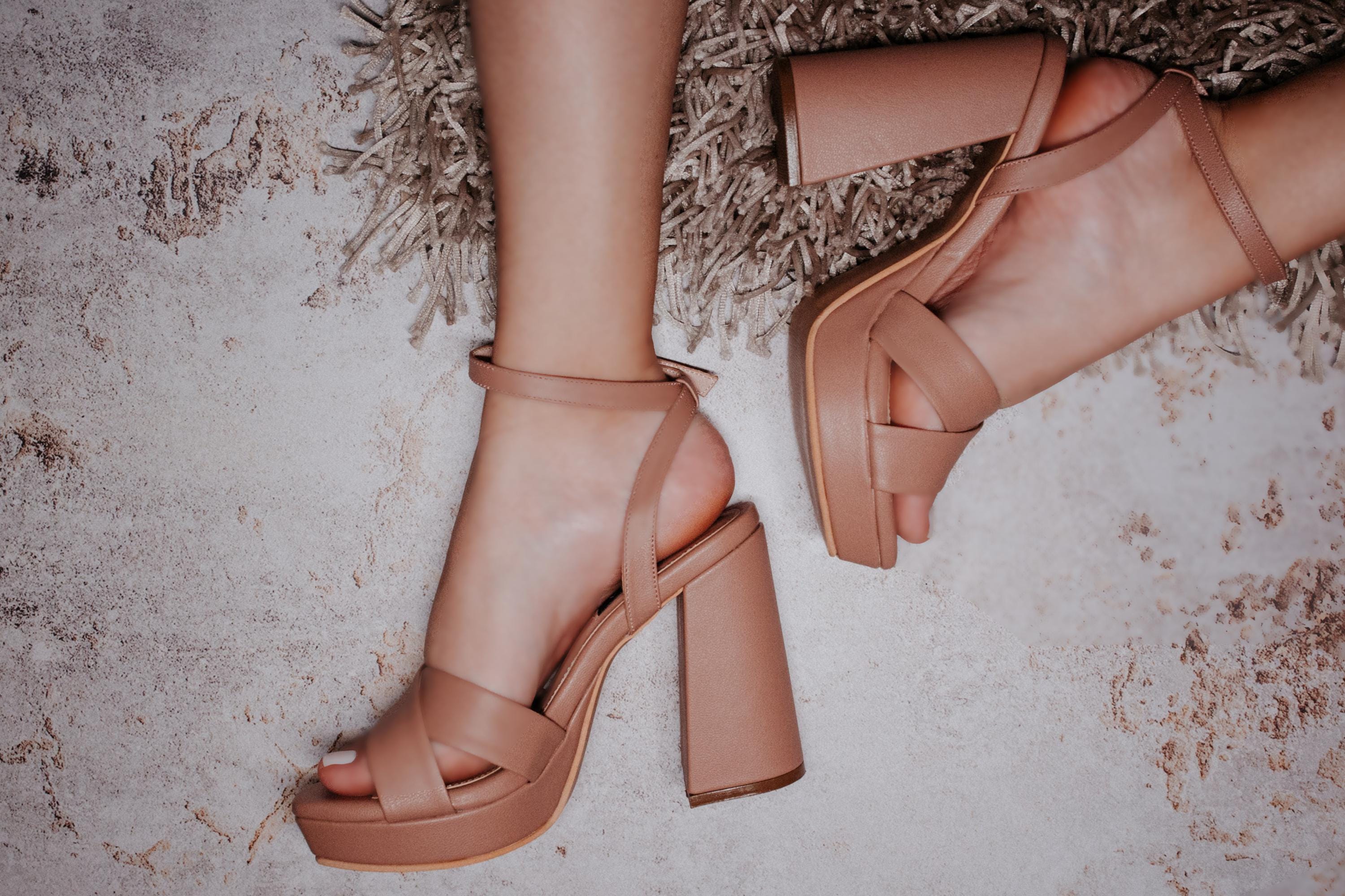 High Heel Platform With Ankle Strap Buckle on and X-strap on Front and ...