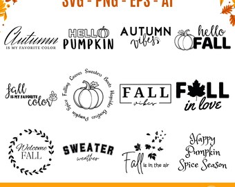 Fall SVG Bundle: Autumn, Halloween & Pumpkins Designs (digital Download ...