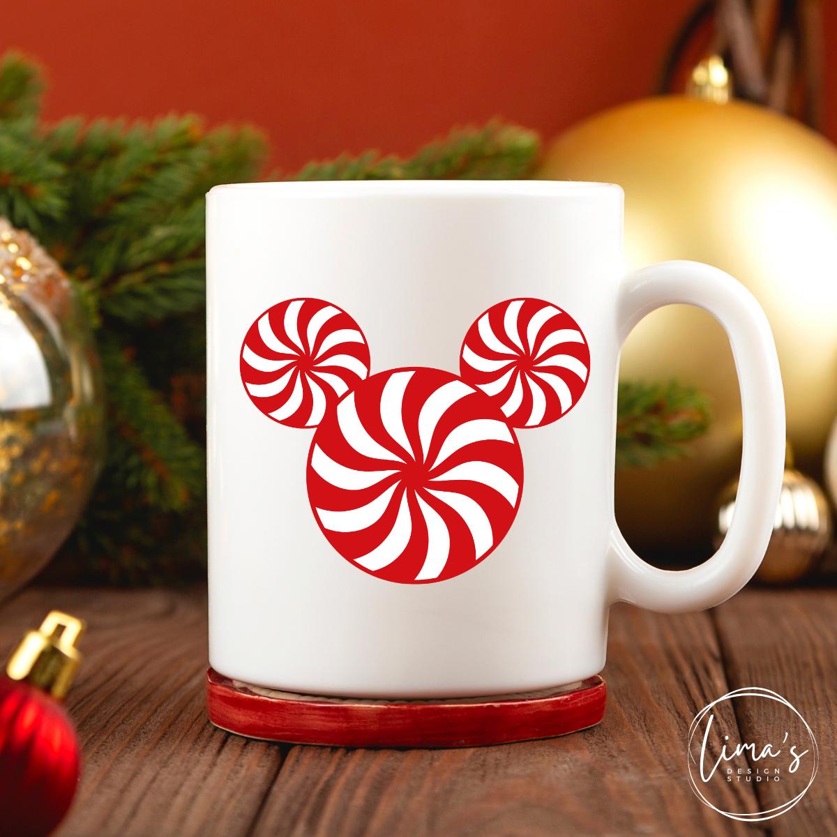 Peppermint Mickey and Minnie Mouse SVG, Christmas Candycane Head ...