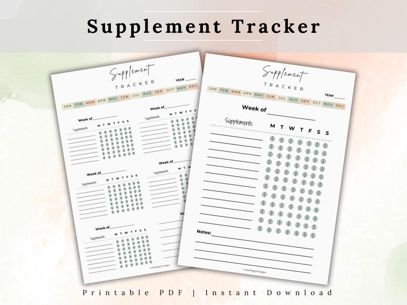 Supplement Tracker | Vitamin Tracker | Wellness Planner | Health ...
