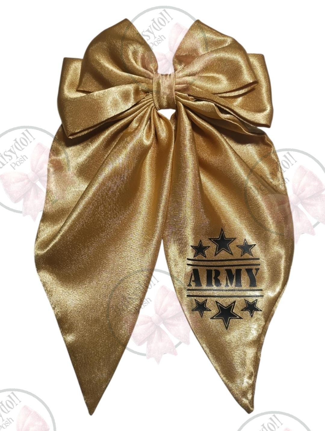 LARGE- ARMY Inspired Bow, Army Hair Bow, Camo Hair Bow, Silk Bow. - Etsy