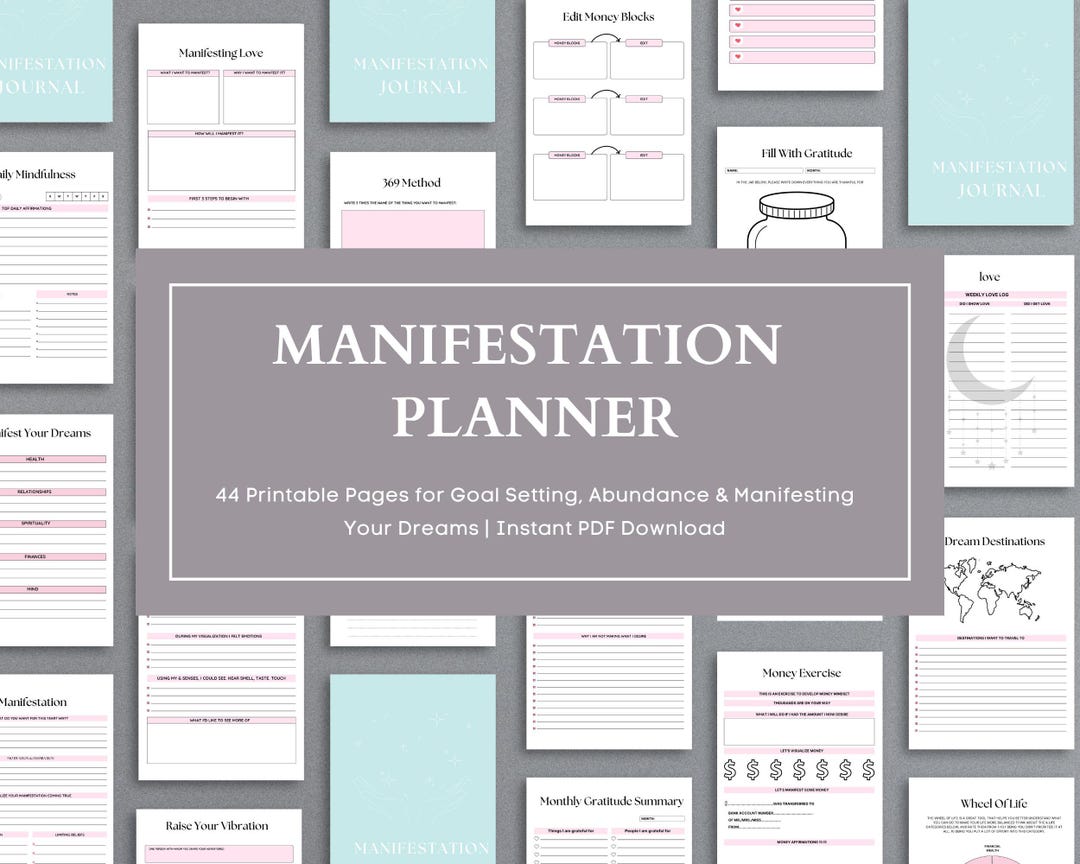 Manifestation Planner 44 Printable Pages for Goal Setting, Abundance ...