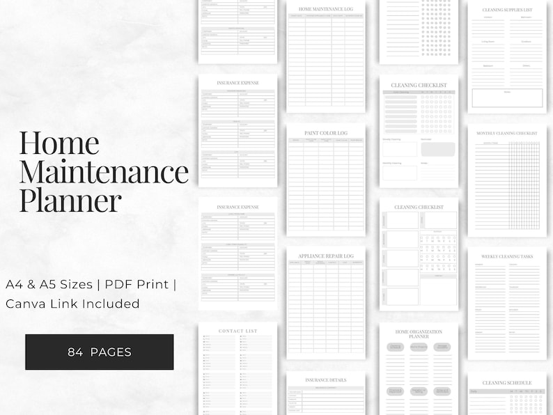 Home Maintenance Planner Printable | House Organizer | Home Binder ...