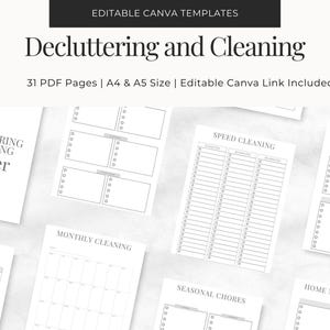 Decluttering Cleaning Planner | Printable Cleaning Schedule | Home Organization Template | A4 A5 ...