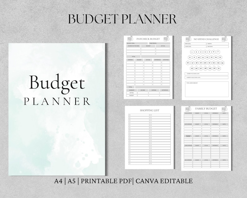 Budget Planner Printable Workbook | Monthly & Annual Money Tracker - Etsy