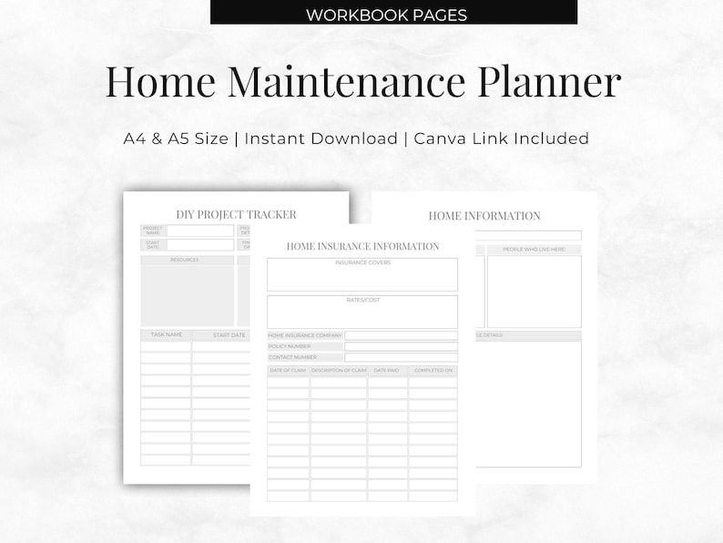 Home Maintenance Planner Printable | House Organizer | Home Binder ...