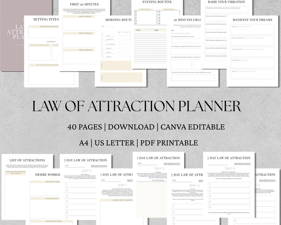 Law of Attraction Spiritual Planner (A4 & A5 Inserts) Instant PDF ...