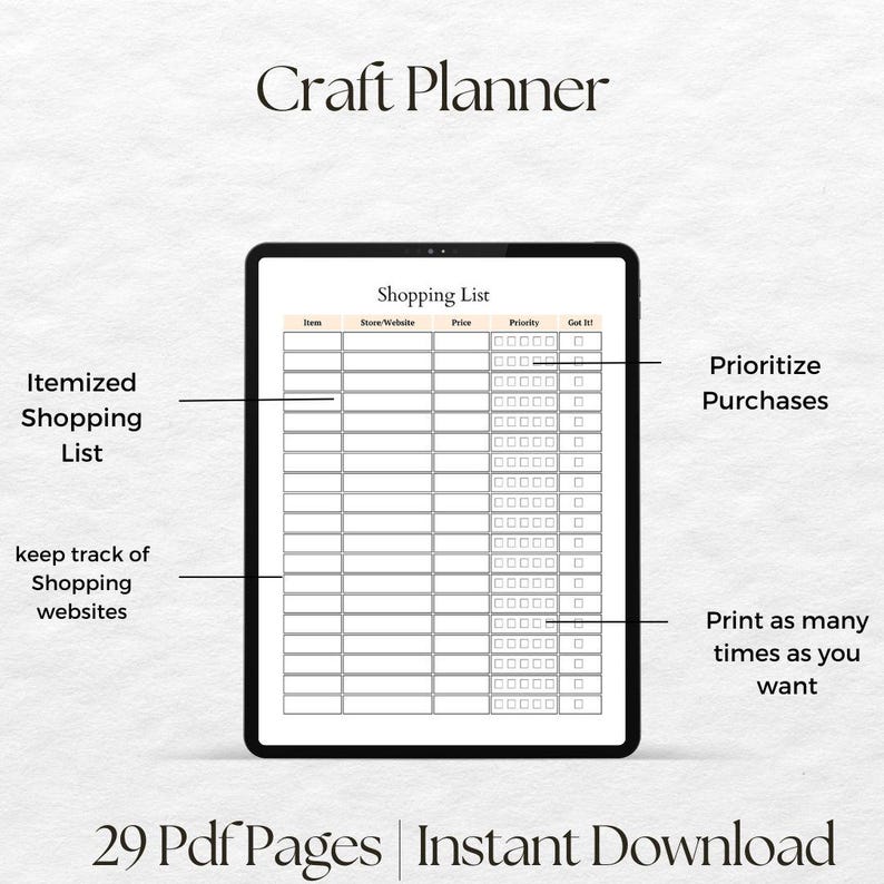 29-page Craft Planner Printable | Comprehensive DIY Project Organizer ...