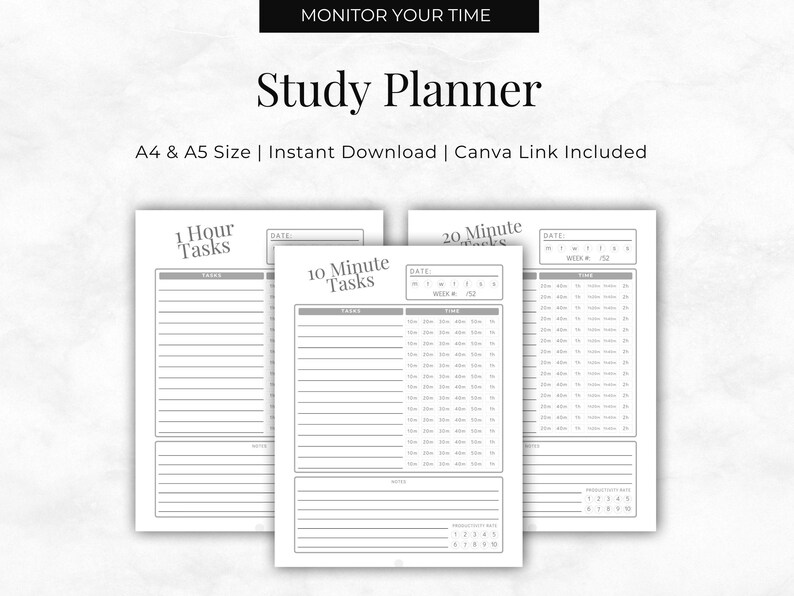Study Planner Template | Printable Study Organizer | Academic Planner ...