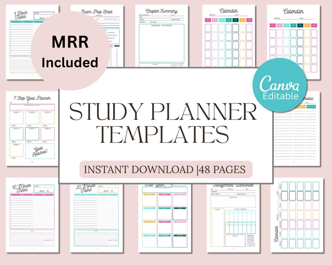 Student Study Planner PDF With MRR | 48 Page A4 A5 Printable | Exam ...