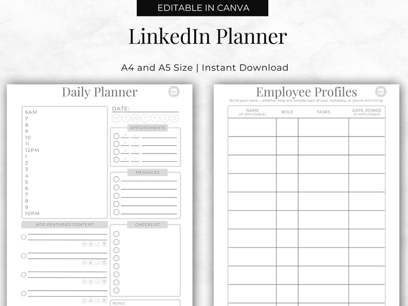 Linkedin Planner Template With Canva Link, A4 A5 Social Media Strategy ...