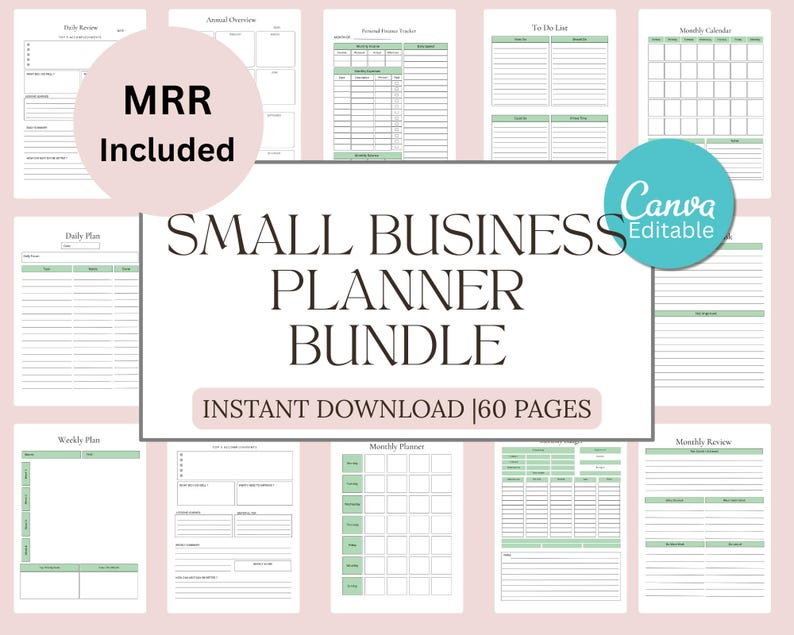 Small Business Planner Canva Template: A4/A5 PDF, Finance & Marketing ...