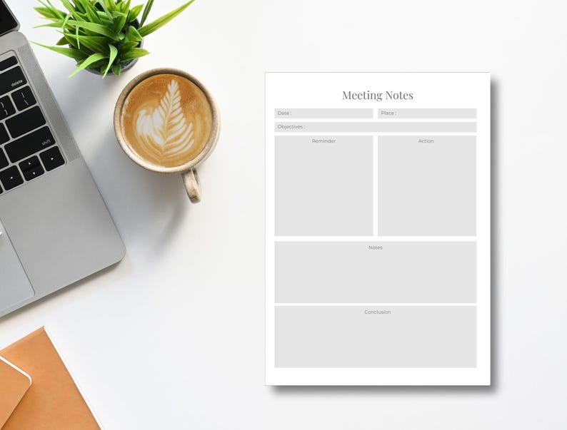 Meeting Notes Printable Template (A4 & A5 Planner Inserts) Instant PDF ...