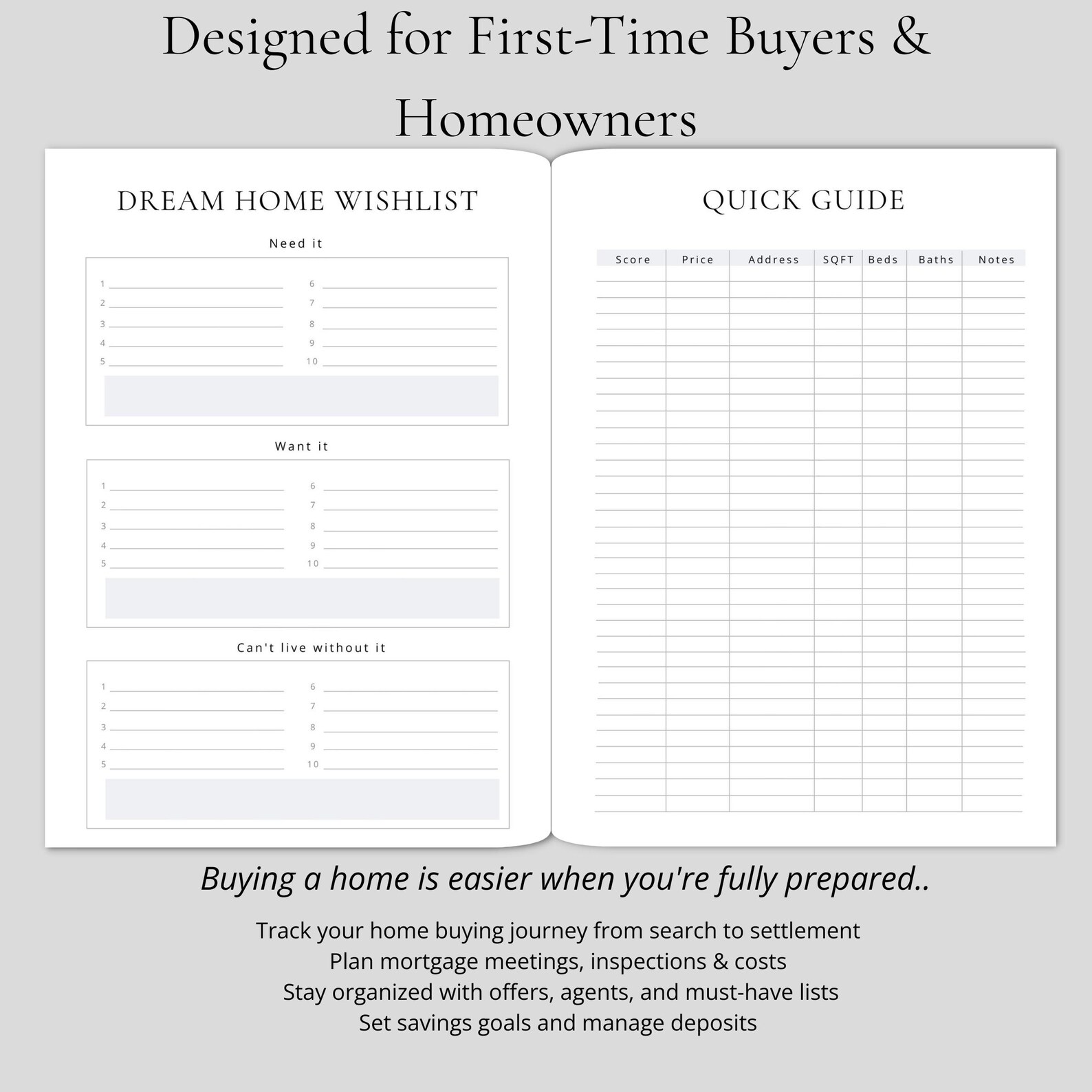 44 Page Home Buying Planner A4 A5 Canva Template | Printable Real ...