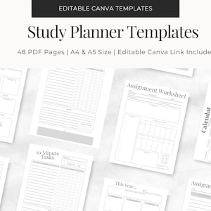 Study Planner Bundle PDF | A4 A5 Printable + Editable Canva | Student ...