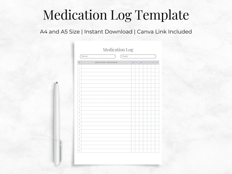 Medical Template Printable (A4 & A5 Inserts) Instant PDF Download ...