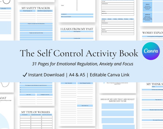 Mood Tracker Templates Bundle PDF Canva A4 A5 | Mental Health Tracker ...