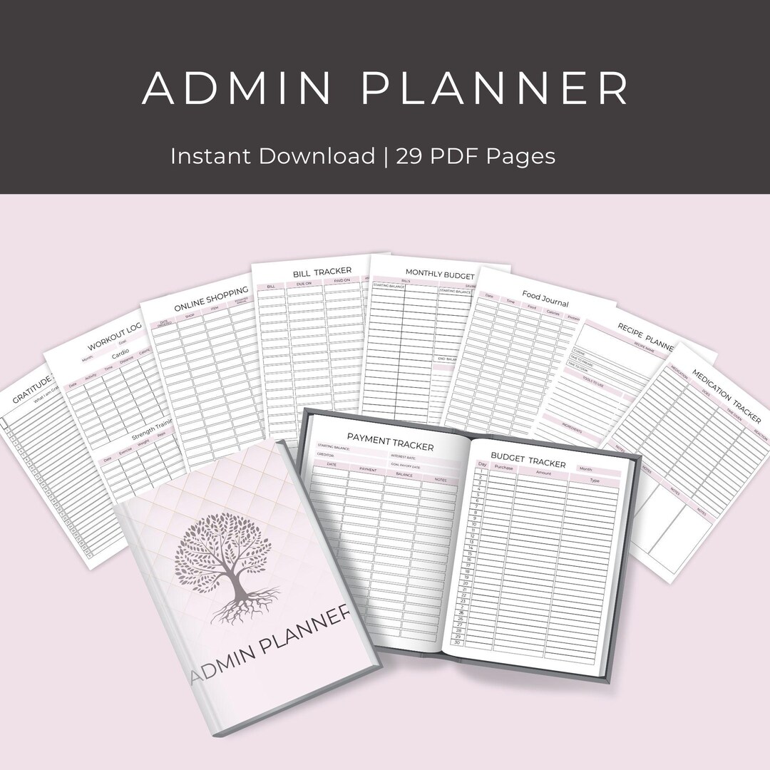 Admin Planner | 29-page Printable Journal for Daily, Monthly, and Life ...