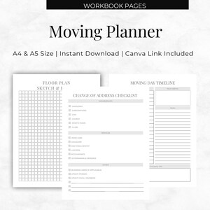 Moving Planner Template PDF With Canva Link, A4 A5 Printable Moving ...