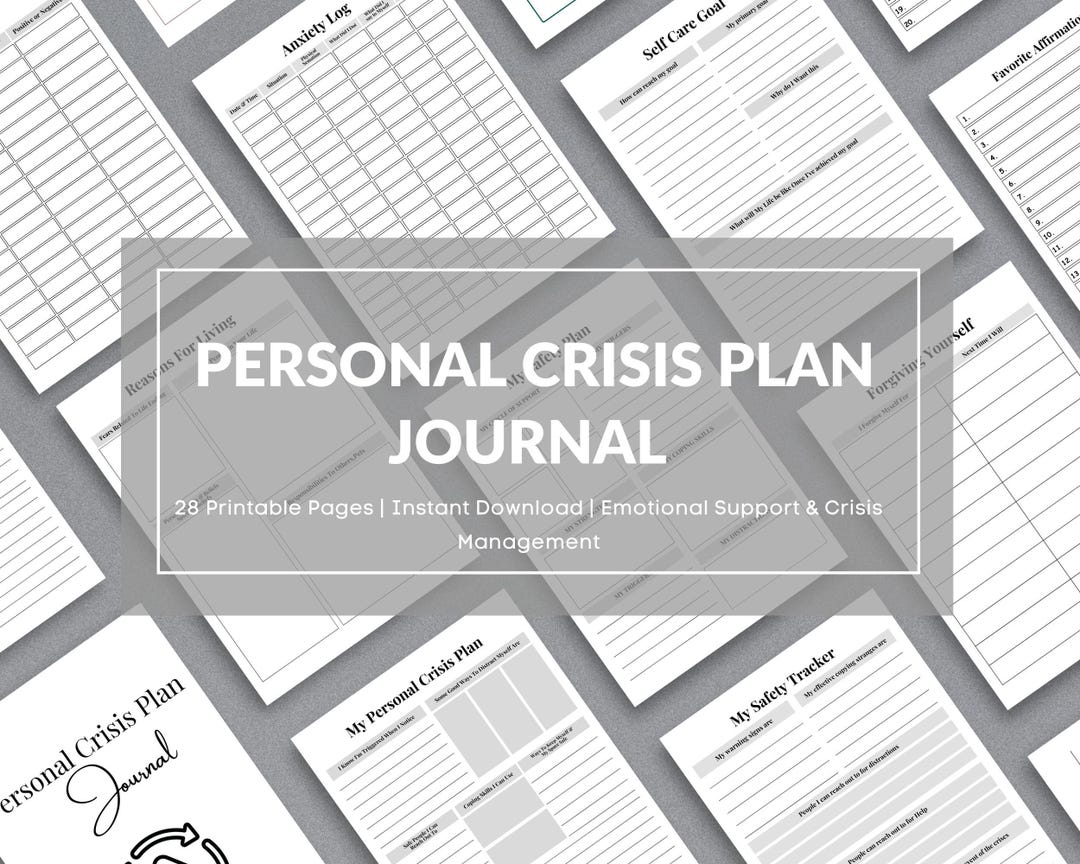 Personal Crisis Plan Workbook | 28-page Printable PDF for Mental Health ...