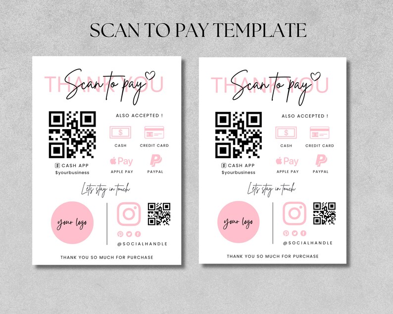 Scan to Pay Sign Template | QR Code Payment Cash App, Paypal, Editable ...