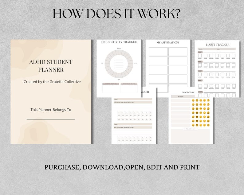 ADHD Student Printable Planner (A4 & A5 Inserts) Instant PDF Download ...