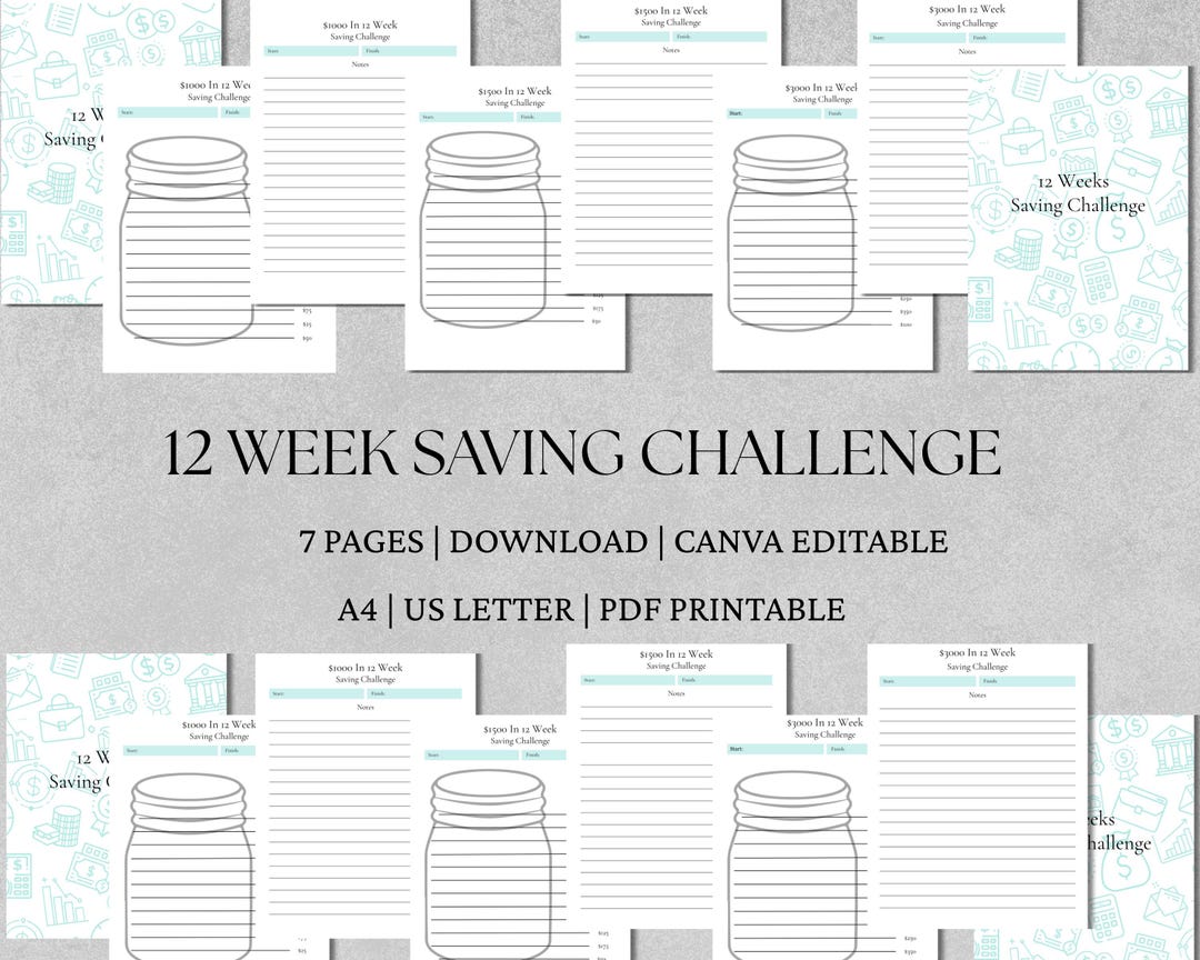 Money Saving Sheets for Challenging Yourself (A4 & A5 Inserts) Instant ...
