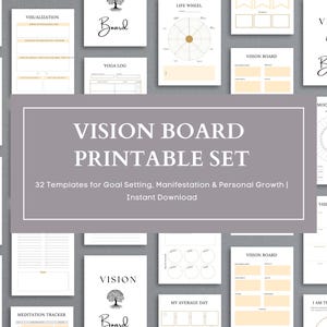 Vision Board Printable Set | 32 Templates for Goal Setting ...