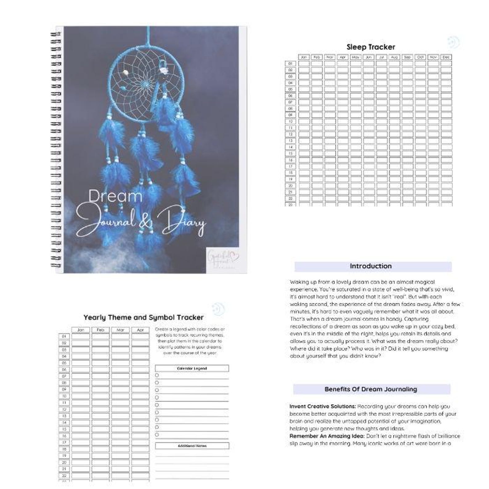 Dream Journal & Planner Printable Dream Tracking Workbook for ...