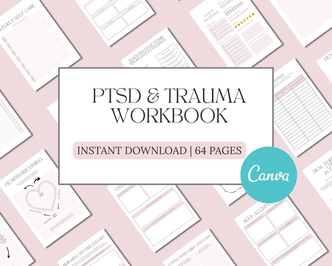 PTSD Trauma Healing Workbook PDF Canva A4 A5 | Mental Health Journal ...