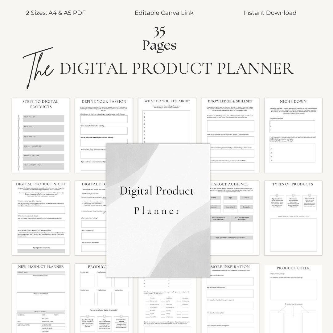 Small Business Digital Product Planner | Printable PDF A4, A5 | Fully ...