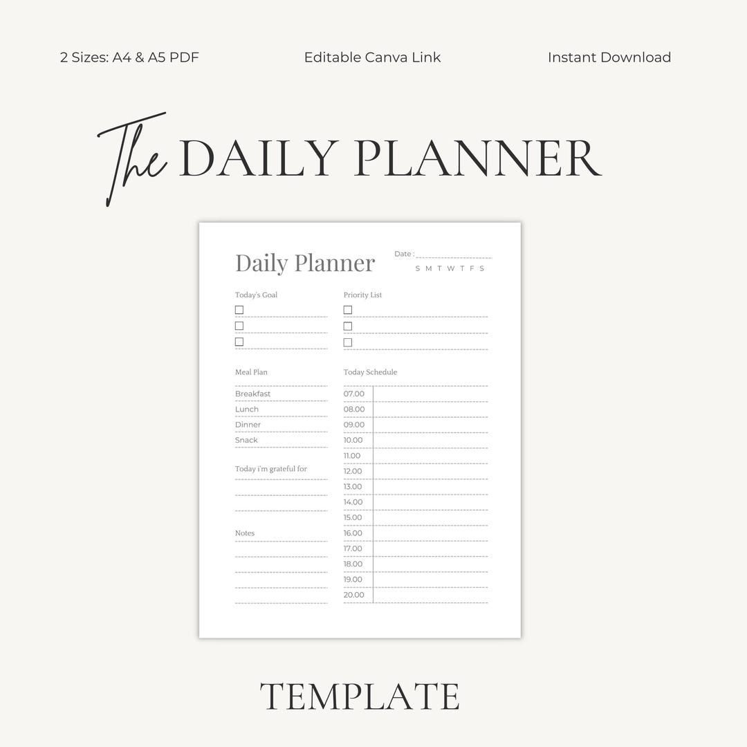 Daily Time Blocking Planner Template | Printable PDF A4, A5 | Fully ...