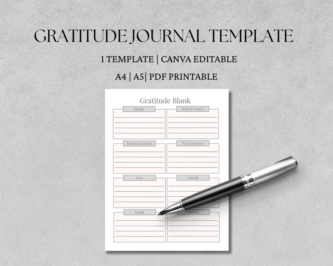 Blank Gratitude Journal Printable | Minimal Open Gratitude Pages | A4 ...