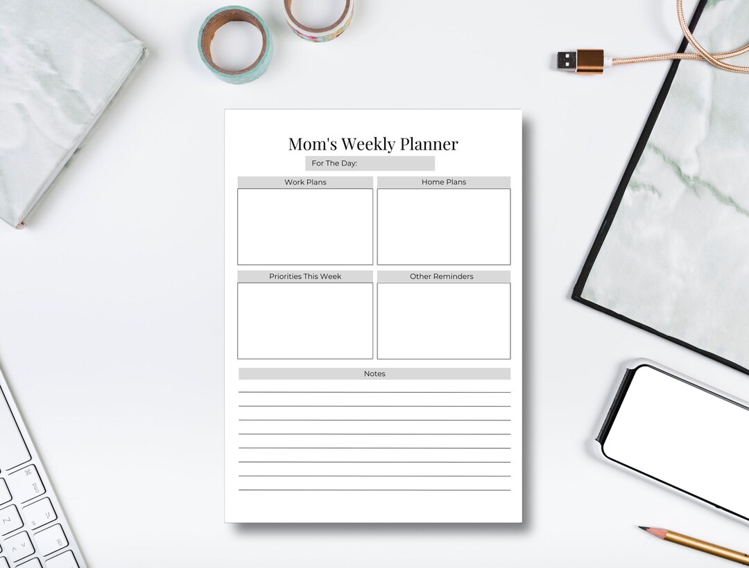 Mom’s Weekly Planner Template PDF A4 A5 Canva Editable | One Page ...