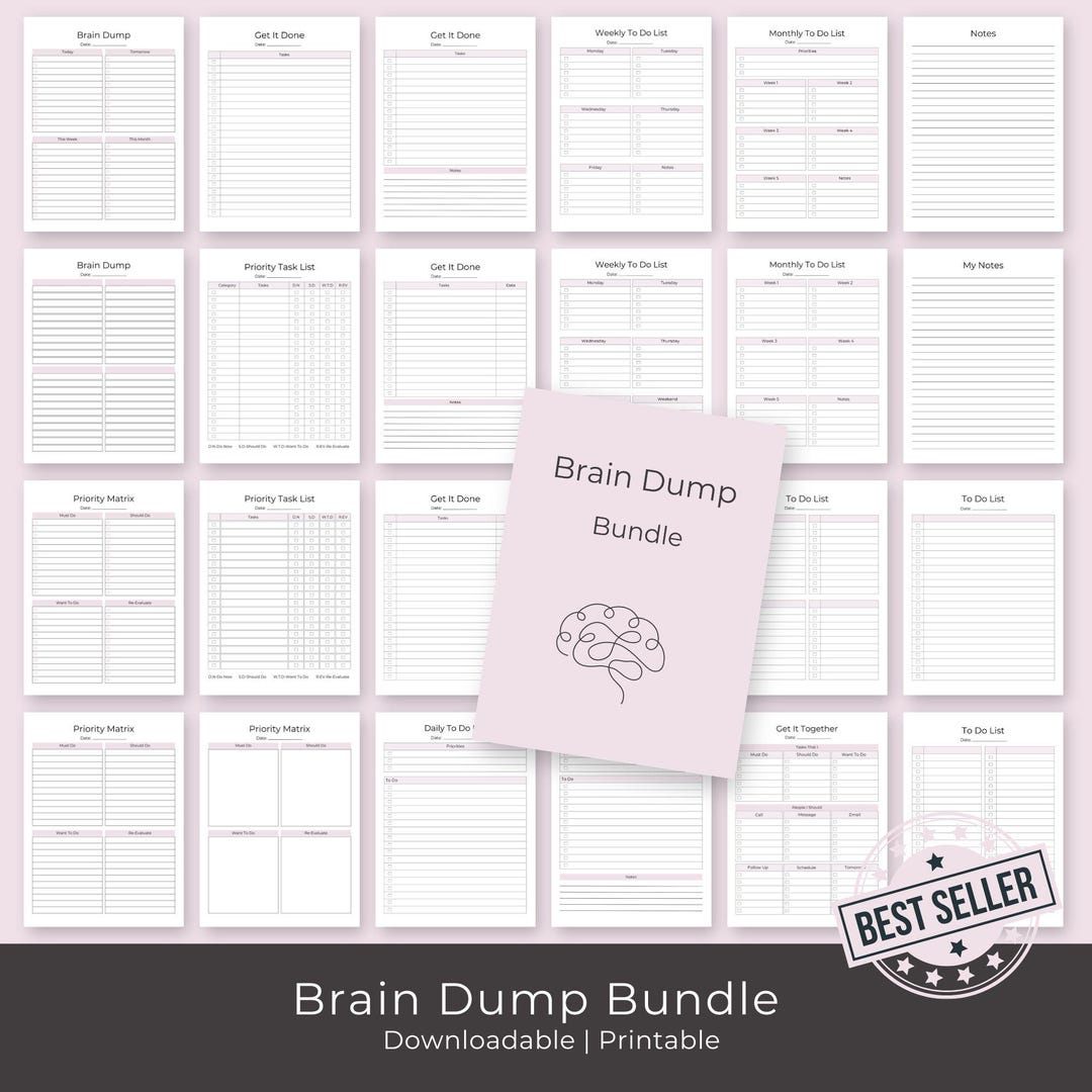 Brain Dump Bundle | 28-page Productivity & Organization Planner ...